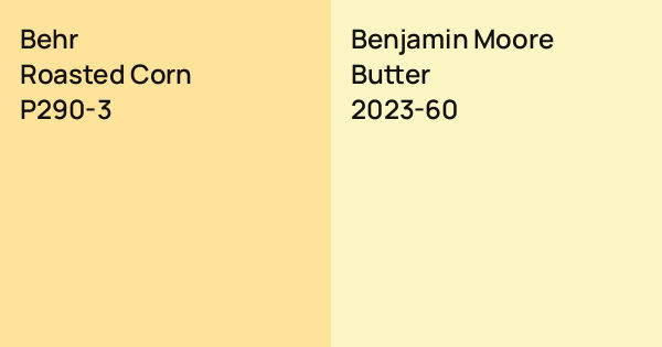 Behr Roasted Corn vs. Benjamin Moore Butter comparison