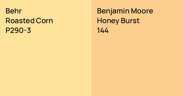 Behr Roasted Corn vs. Benjamin Moore Honey Burst comparison