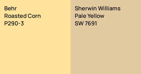 Behr Roasted Corn vs. Sherwin Williams Pale Yellow comparison