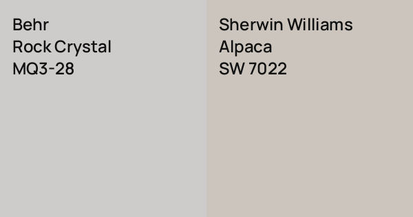 Behr Rock Crystal vs. Sherwin Williams Alpaca comparison