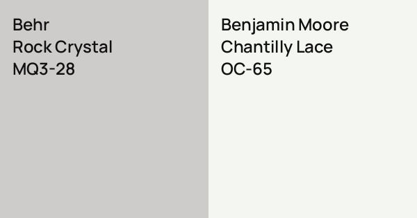 Behr Rock Crystal vs. Benjamin Moore Chantilly Lace comparison
