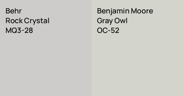 Behr Rock Crystal vs. Benjamin Moore Gray Owl comparison
