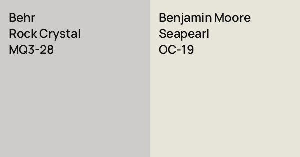 Behr Rock Crystal vs. Benjamin Moore Seapearl comparison