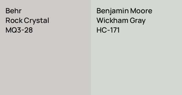 Behr Rock Crystal vs. Benjamin Moore Wickham Gray comparison