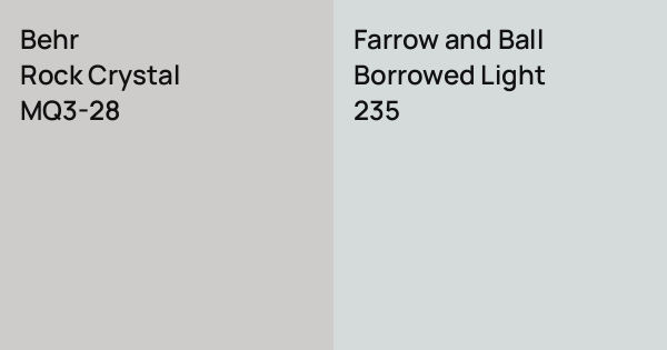Behr Rock Crystal vs. Farrow and Ball Borrowed Light comparison