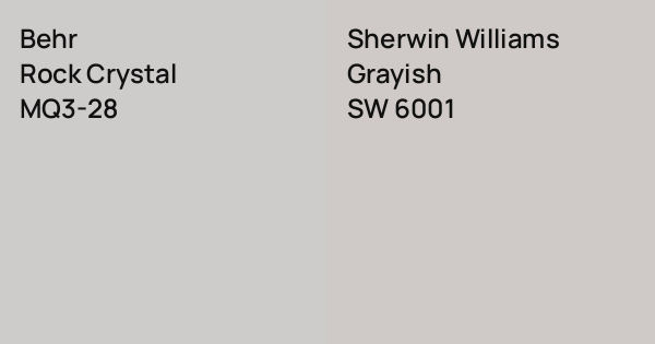 Behr Rock Crystal vs. Sherwin Williams Grayish comparison