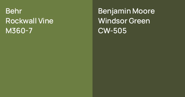 Behr Rockwall Vine vs. Benjamin Moore Windsor Green comparison