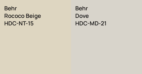 Behr Rococo Beige vs. Behr Dove comparison