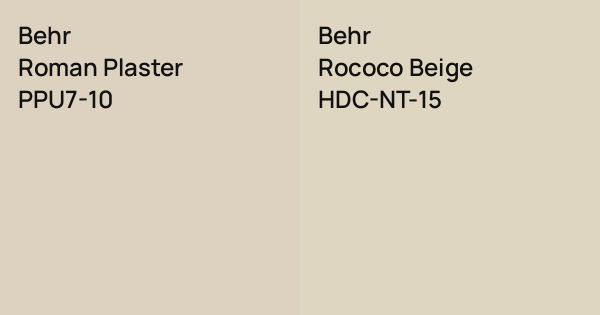 Behr Roman Plaster vs. Behr Rococo Beige comparison