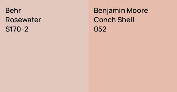 Behr Rosewater vs. Benjamin Moore Conch Shell comparison