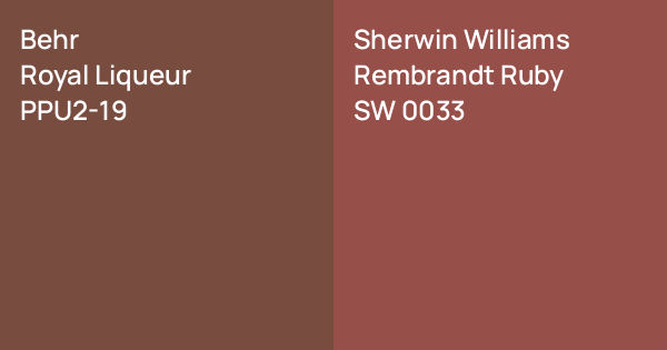 Behr Royal Liqueur vs. Sherwin Williams Rembrandt Ruby comparison