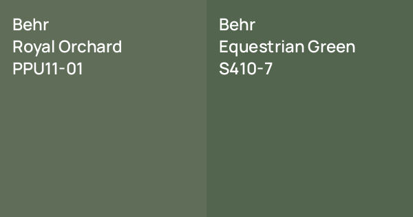 Behr Royal Orchard vs. Behr Equestrian Green comparison