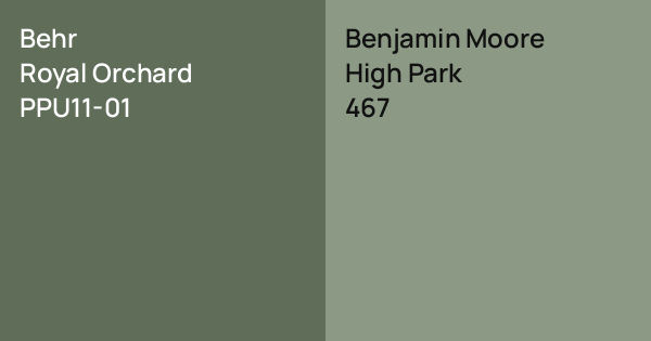 Behr Royal Orchard vs. Benjamin Moore High Park comparison