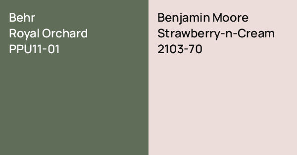 Behr Royal Orchard vs. Benjamin Moore Strawberry-n-Cream comparison