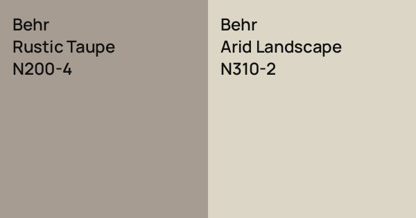 Behr Rustic Taupe vs. Behr Arid Landscape comparison