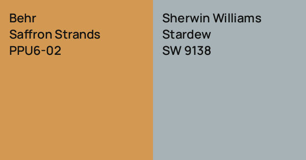 Behr Saffron Strands vs. Sherwin Williams Stardew comparison