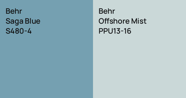 Behr Saga Blue vs. Behr Offshore Mist comparison