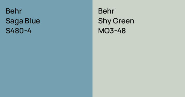 Behr Saga Blue vs. Behr Shy Green comparison