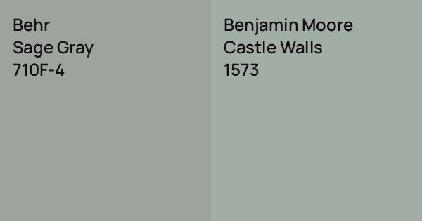 Behr Sage Gray vs. Benjamin Moore Castle Walls comparison