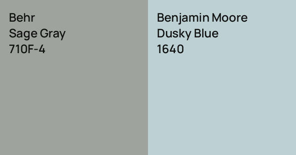 Behr Sage Gray vs. Benjamin Moore Dusky Blue comparison