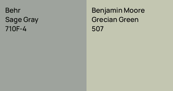 Behr Sage Gray vs. Benjamin Moore Grecian Green comparison