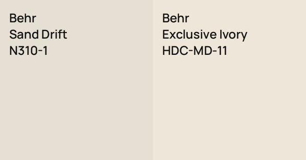 Behr Sand Drift vs. Behr Exclusive Ivory comparison