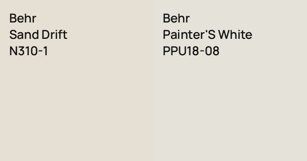 Behr Sand Drift vs. Behr Painter'S White comparison