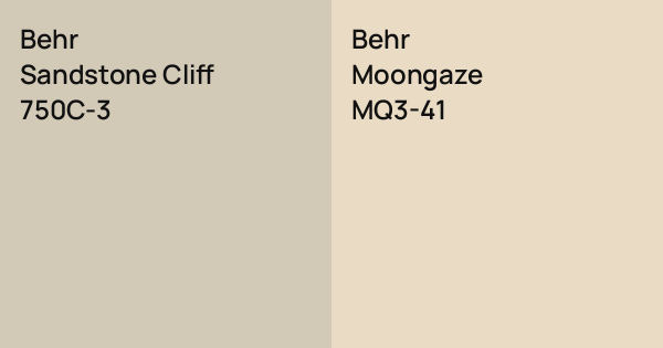 Behr Sandstone Cliff vs. Behr Moongaze comparison