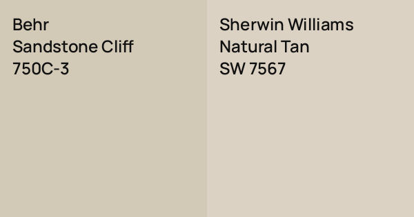 Behr Sandstone Cliff vs. Sherwin Williams Natural Tan comparison