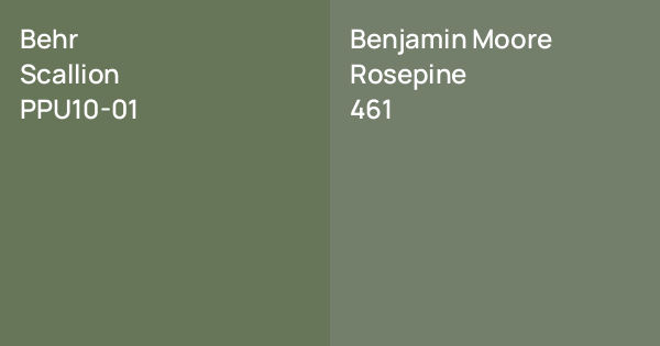 Behr Scallion vs. Benjamin Moore Rosepine comparison