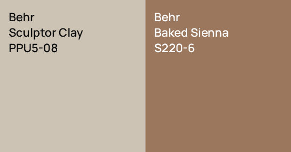 Behr Sculptor Clay vs. Behr Baked Sienna comparison