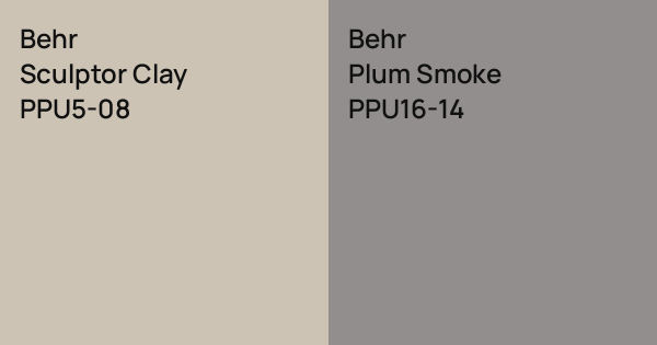 Behr Sculptor Clay vs. Behr Plum Smoke comparison