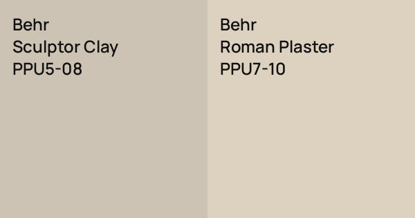 Behr Sculptor Clay vs. Behr Roman Plaster comparison