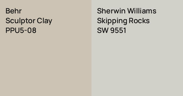 Behr Sculptor Clay vs. Sherwin Williams Skipping Rocks comparison