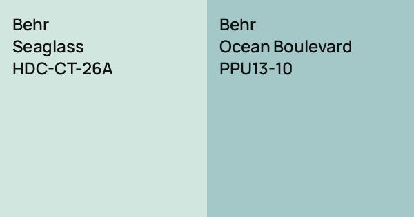 Behr Seaglass vs. Behr Ocean Boulevard comparison
