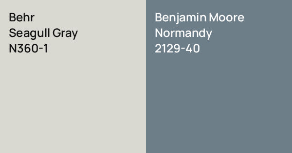 Behr Seagull Gray vs. Benjamin Moore Normandy comparison