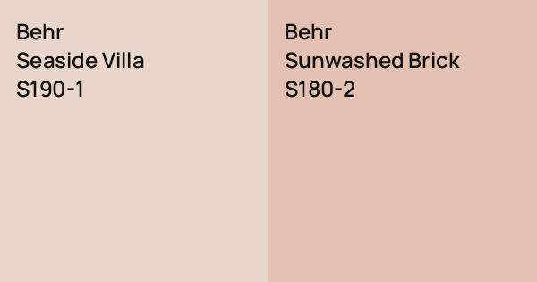 Behr Seaside Villa vs. Behr Sunwashed Brick comparison