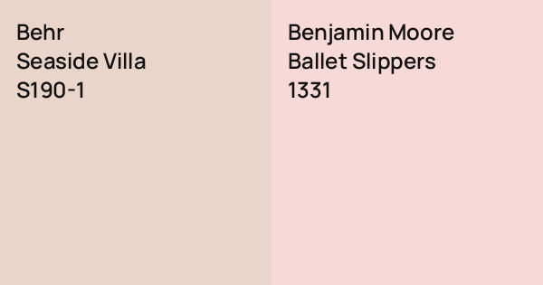Behr Seaside Villa vs. Benjamin Moore Ballet Slippers comparison