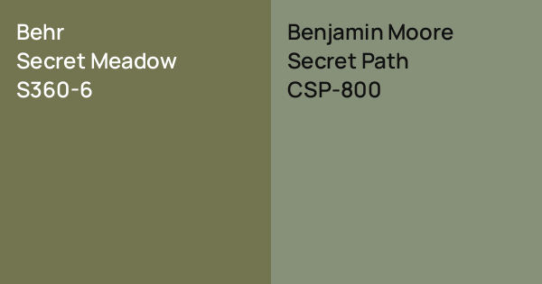 Behr Secret Meadow vs. Benjamin Moore Secret Path comparison