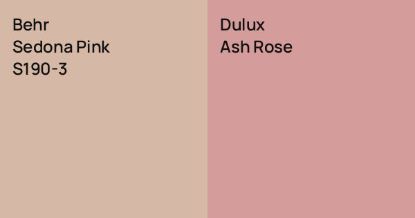 Behr Sedona Pink vs. Dulux Ash Rose comparison