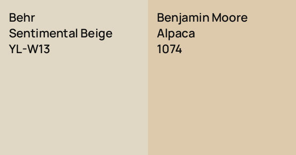 Behr Sentimental Beige vs. Benjamin Moore Alpaca comparison