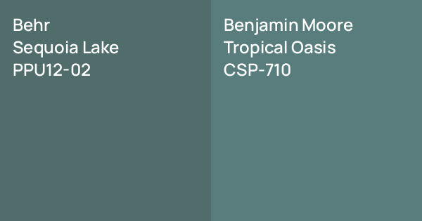 Behr Sequoia Lake vs. Benjamin Moore Tropical Oasis comparison