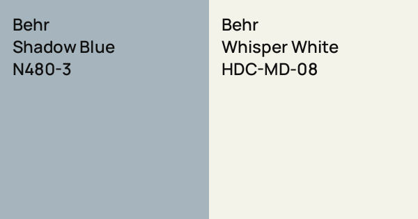 Behr Shadow Blue vs. Behr Whisper White comparison