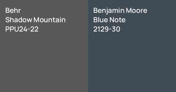 Behr Shadow Mountain vs. Benjamin Moore Blue Note comparison