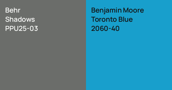 Behr Shadows vs. Benjamin Moore Toronto Blue comparison