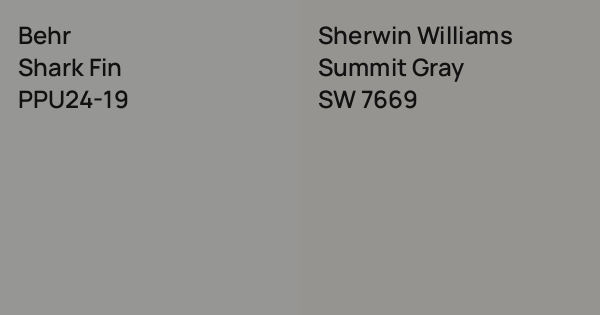 Behr Shark Fin vs. Sherwin Williams Summit Gray comparison