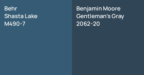Behr Shasta Lake vs. Benjamin Moore Gentleman's Gray comparison