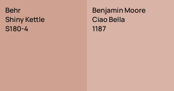 Behr Shiny Kettle vs. Benjamin Moore Ciao Bella comparison