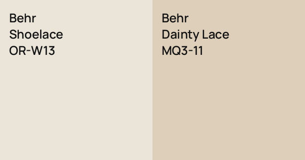 Behr Shoelace vs. Behr Dainty Lace comparison