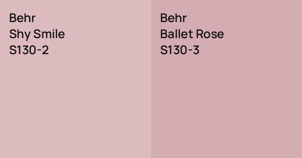 Behr Shy Smile vs. Behr Ballet Rose comparison